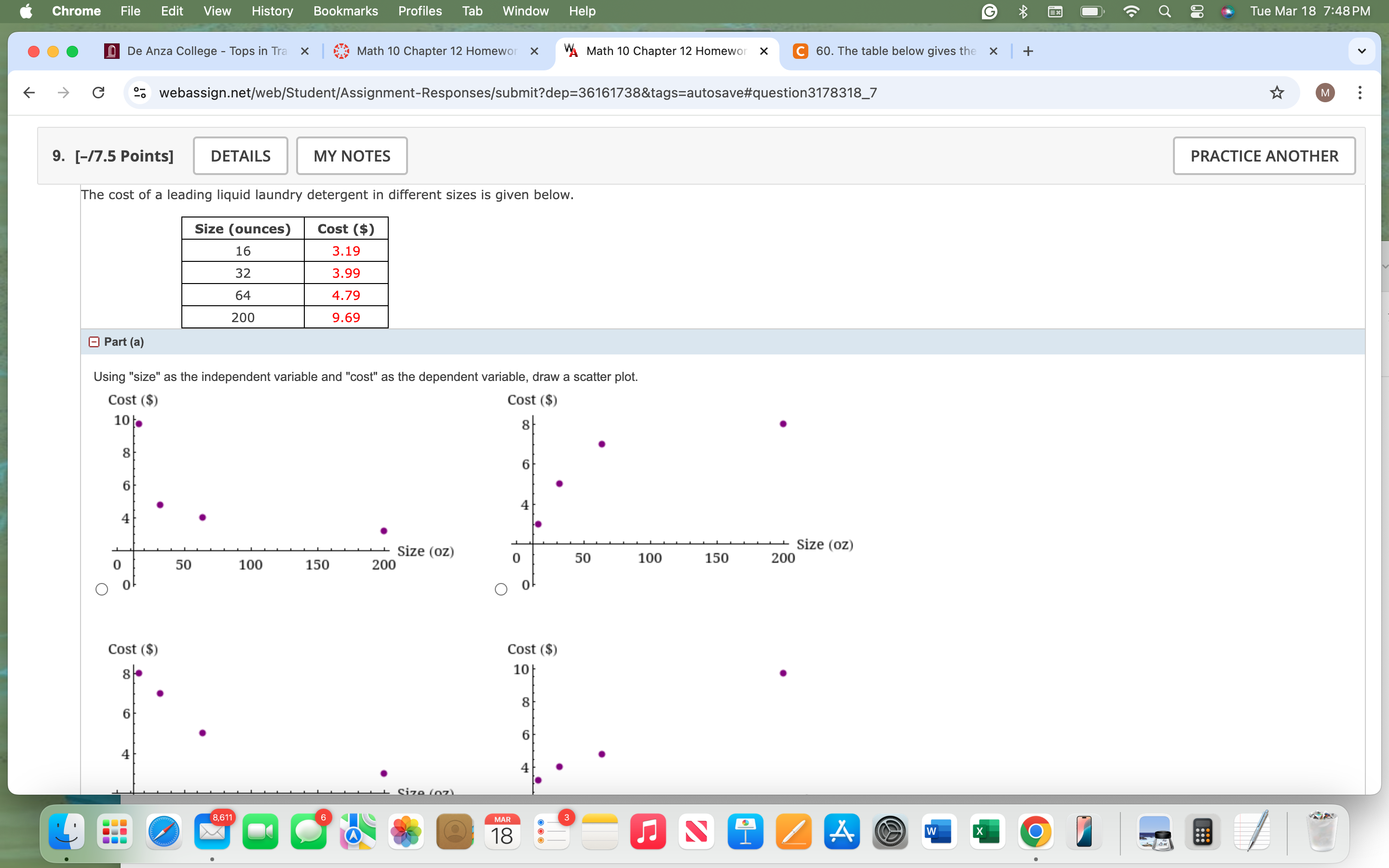 9. [-/7.5 ﻿Points]The cost of a leading liquid | Chegg.com