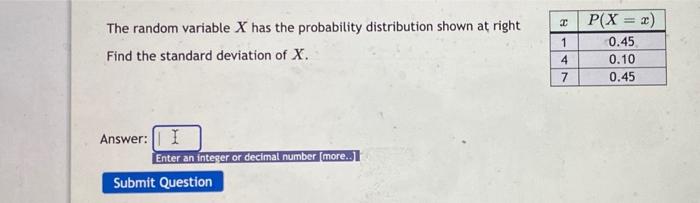 Solved The random variable X has the probability | Chegg.com