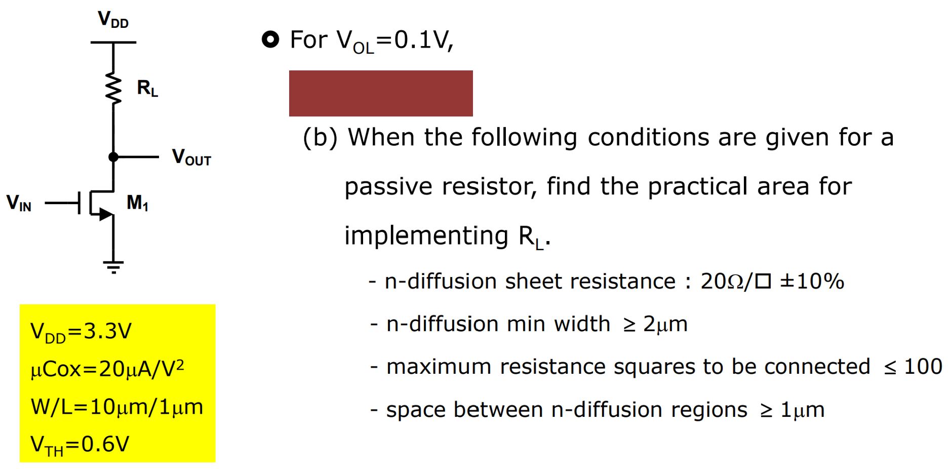 Solved For VOL=0.1V,(b) ﻿When the following conditions are | Chegg.com