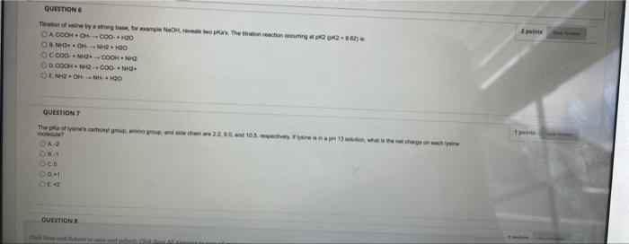 Solved QUESTION 6 Taration of valine by a strong base, for | Chegg.com