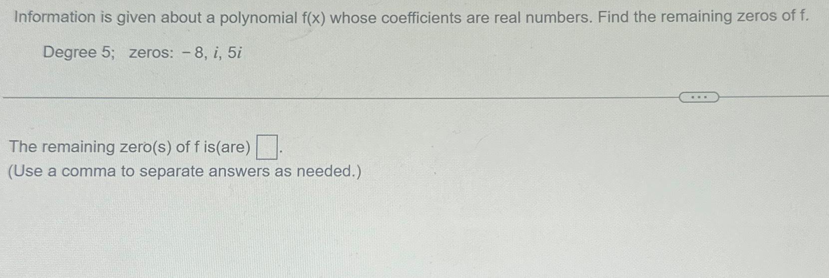 Solved Information is given about a polynomial f(x) ﻿whose | Chegg.com