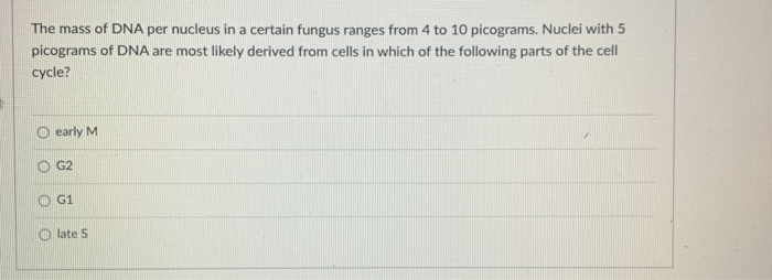 Solved The mass of DNA per nucleus in a certain fungus | Chegg.com
