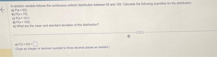 Solved A random variable follows the continuous uniform | Chegg.com