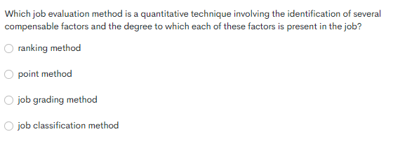 Solved Which job evaluation method is a quantitative | Chegg.com