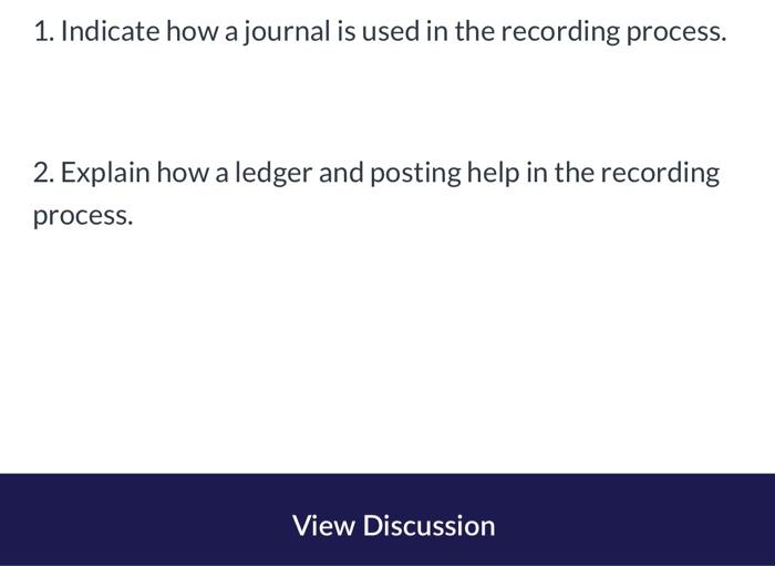 Solved 1. Indicate how a journal is used in the recording | Chegg.com