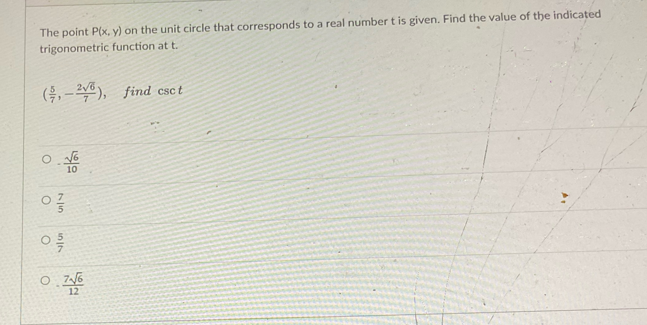 Solved The point P(x,y) ﻿on the unit circle that corresponds | Chegg.com