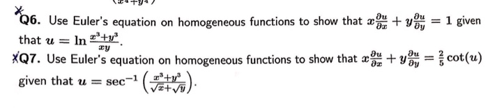Solved = 1 given 46. Use Euler's equation on homogeneous | Chegg.com