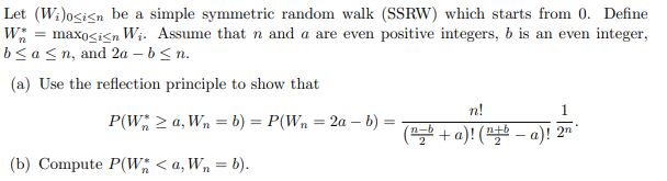 Solved Let (Wi)0≤i≤n ﻿be a simple symmetric random walk | Chegg.com