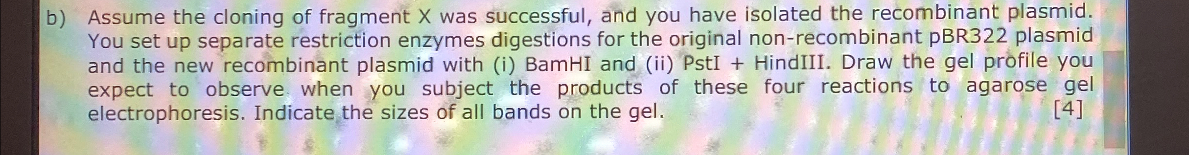 Solved b) ﻿Assume the cloning of fragment x ﻿was successful, | Chegg.com