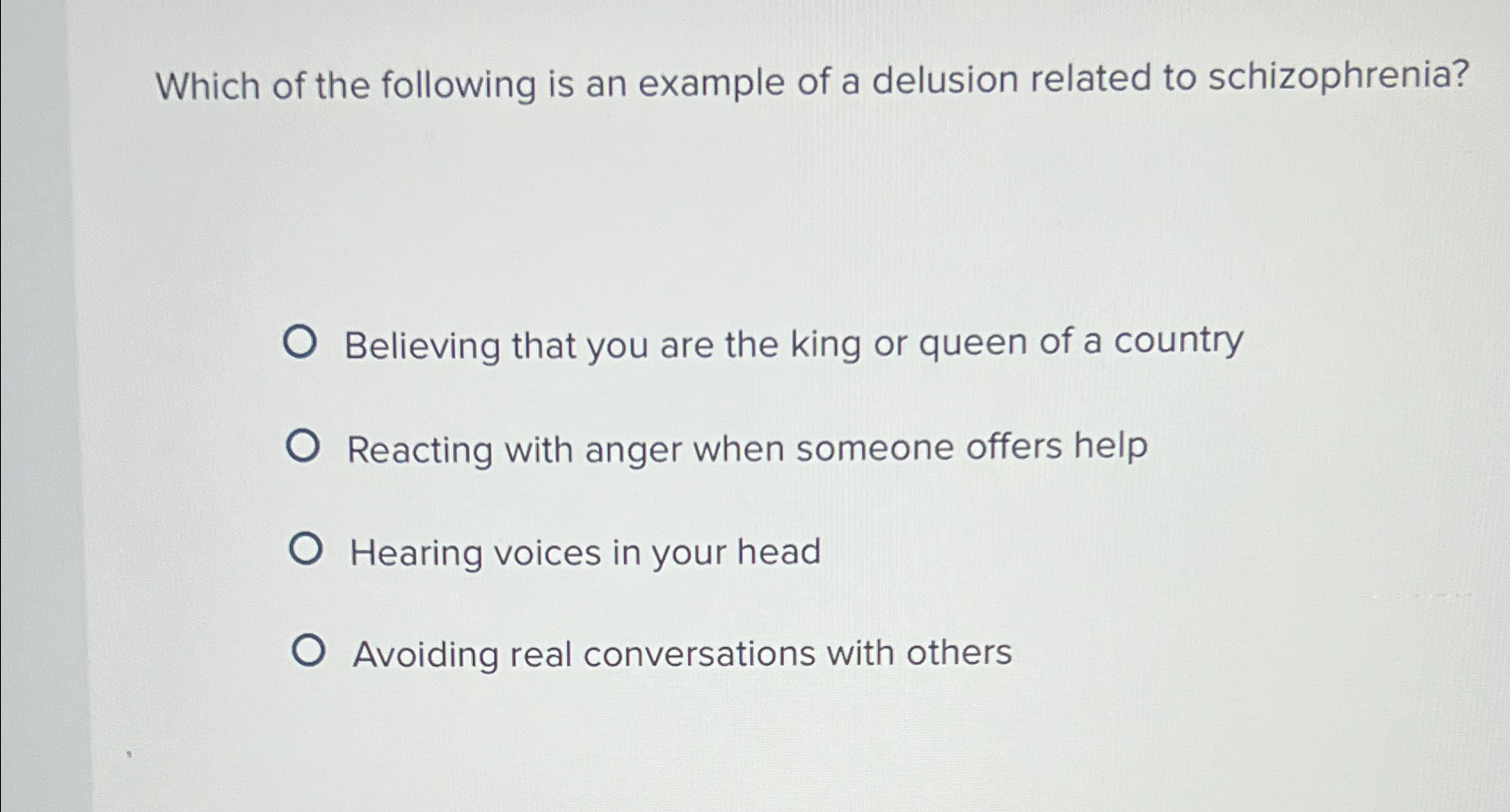 Solved Which of the following is an example of a delusion | Chegg.com