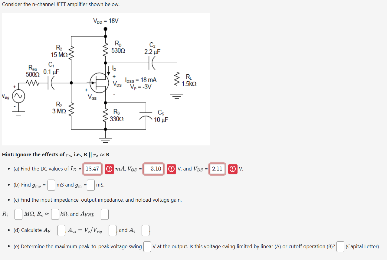 Solved Consider the n-channel JFET amplifier shown | Chegg.com