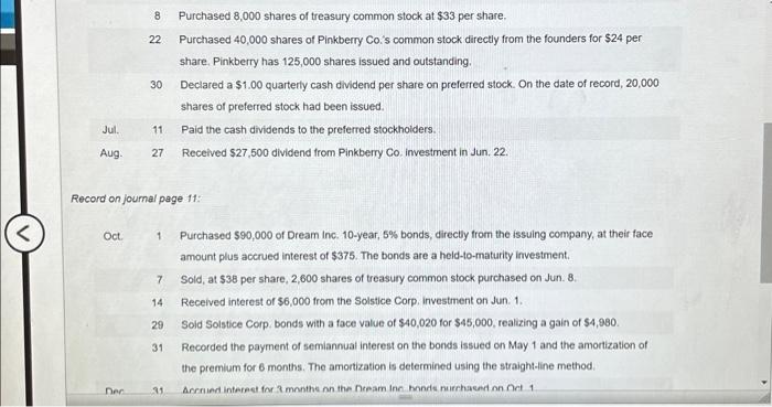 8 Purchased 8,000 shares of treasury common stock at | Chegg.com