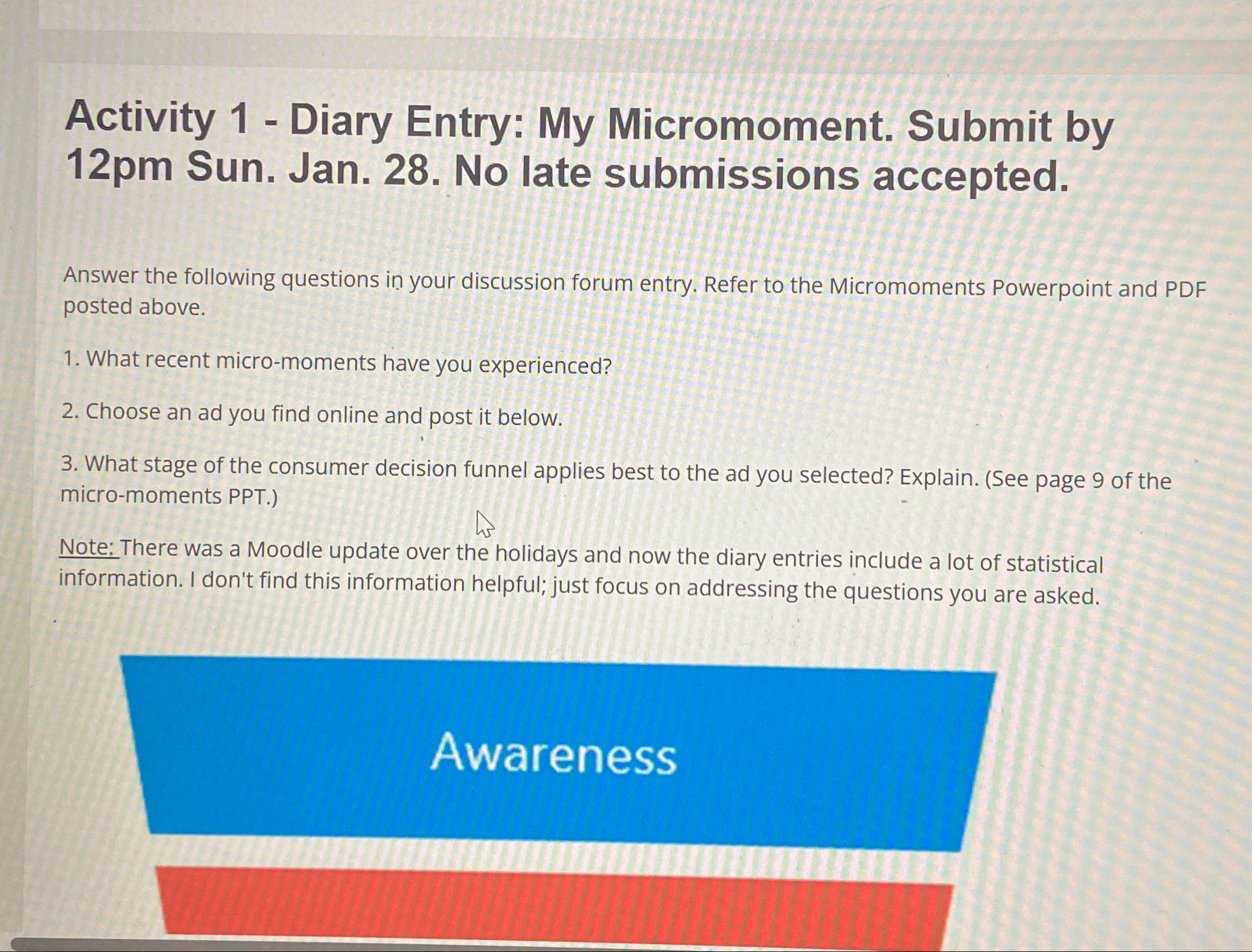 Solved Activity 1 - ﻿Diary Entry: My Micromoment. Submit by | Chegg.com
