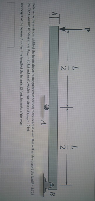Solved Determine the minimum width of the beam above | Chegg.com