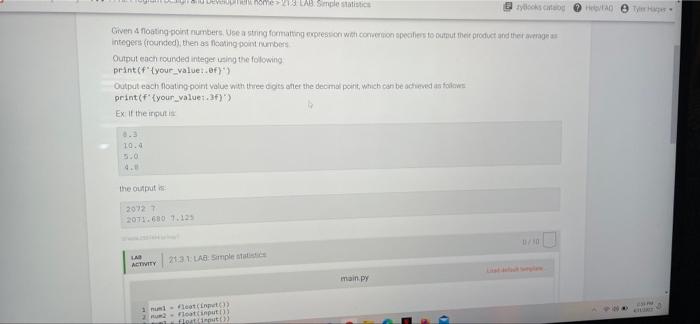 Solved Some 13 LAB. Simple Statistics Tys HD TH Given | Chegg.com