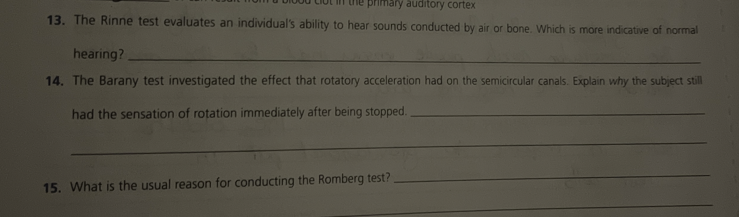 Solved The Rinne test evaluates an individual's ability to | Chegg.com