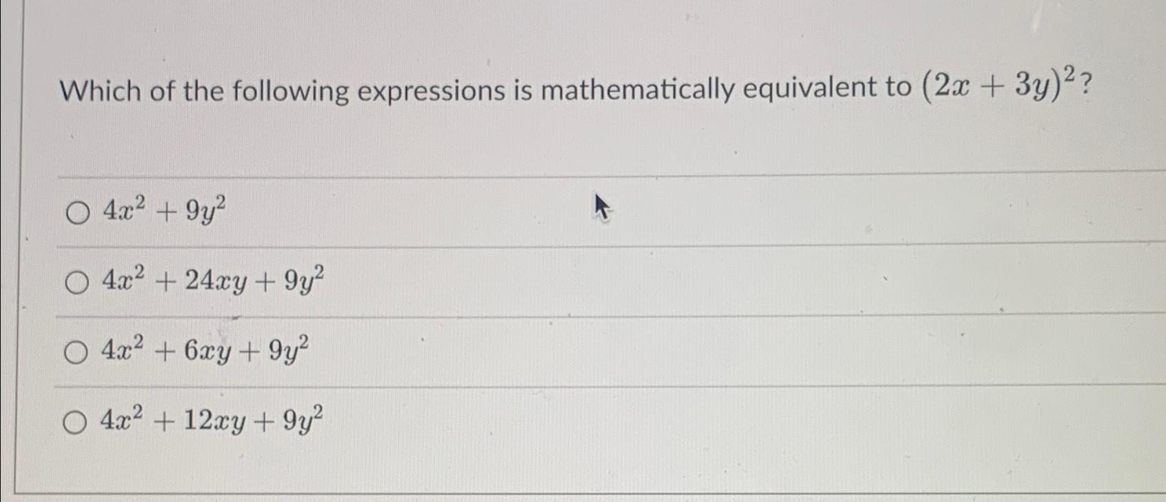 Solved Which of the following expressions is mathematically | Chegg.com