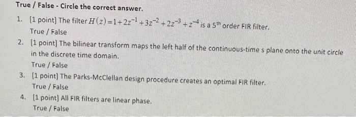 Solved Z True / False - Circle the correct answer. 1. [1 | Chegg.com