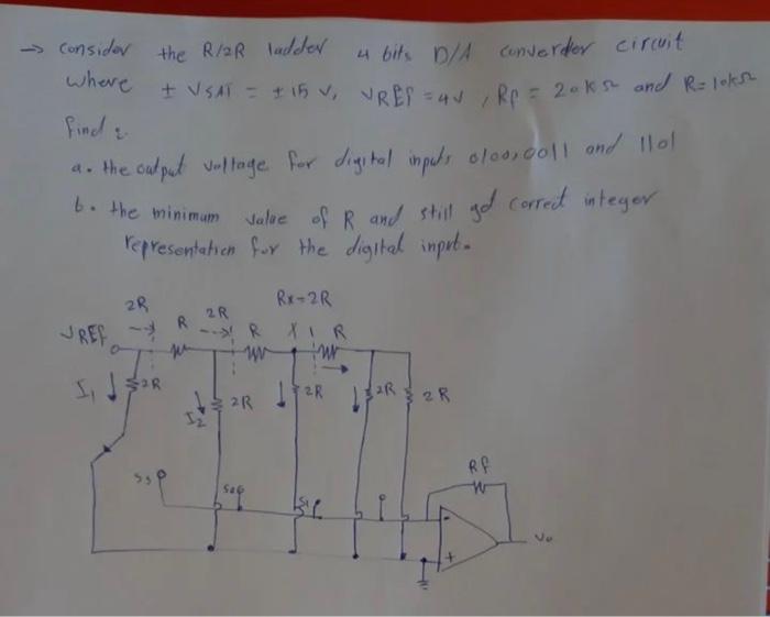 Solved → consider the R/2R ladder 4 bits D/A converdor | Chegg.com