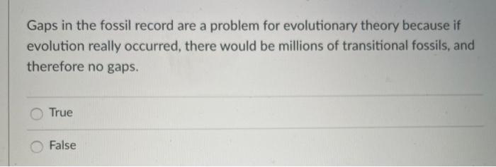 Solved Gaps in the fossil record are a problem for | Chegg.com
