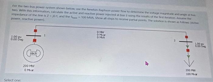 Fot the two bus power system shown below, use the | Chegg.com