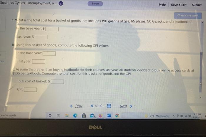 Solved Check my work Basket of College-Related Goods Price | Chegg.com