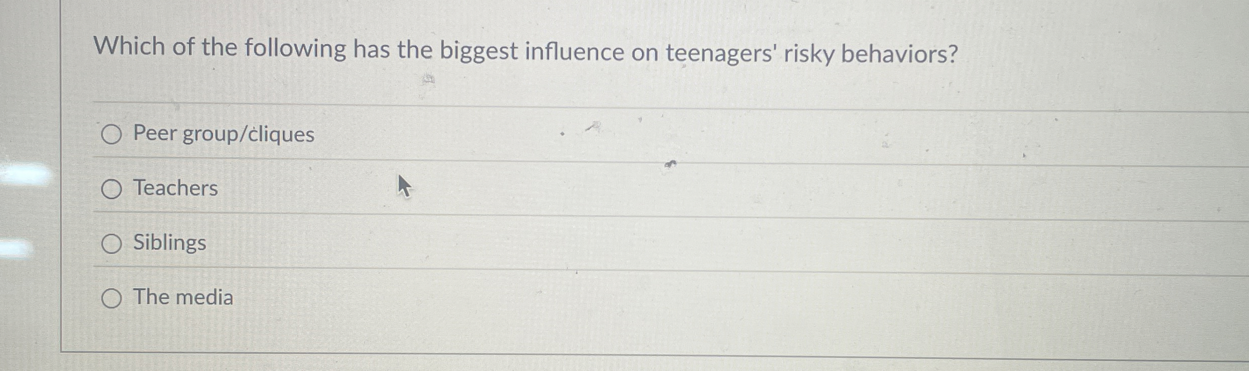 Solved Which of the following has the biggest influence on | Chegg.com