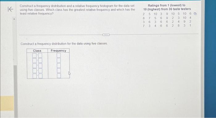 Solved K Construct a frequency distribution and a relative | Chegg.com