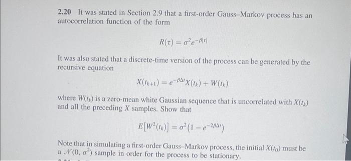Solved 2.20 It was stated in Section 2.9 that a first-order | Chegg.com