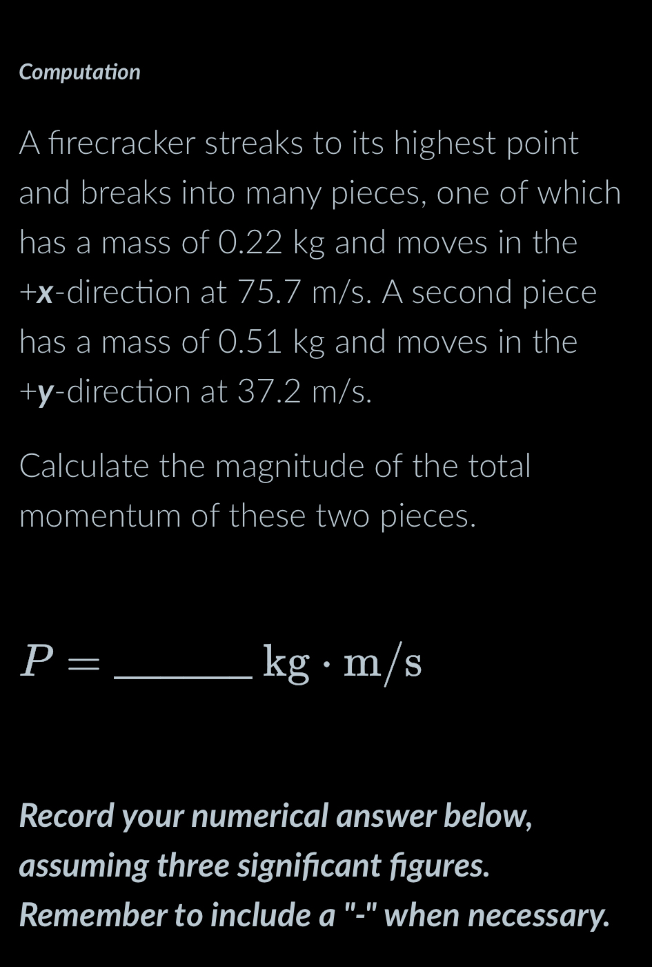 Solved ComputationA firecracker streaks to its highest point | Chegg.com