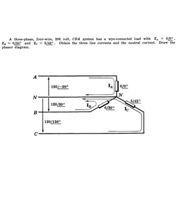 Solved A three-phase, four-wire, 208 volt, CBA system has a | Chegg.com