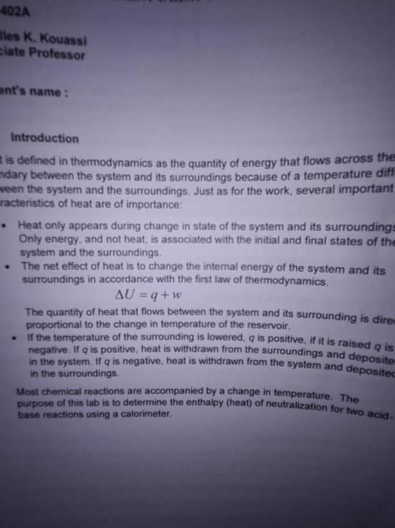 Solved Procedures B \& C 1. Start with a dry calorimeter 2. | Chegg.com