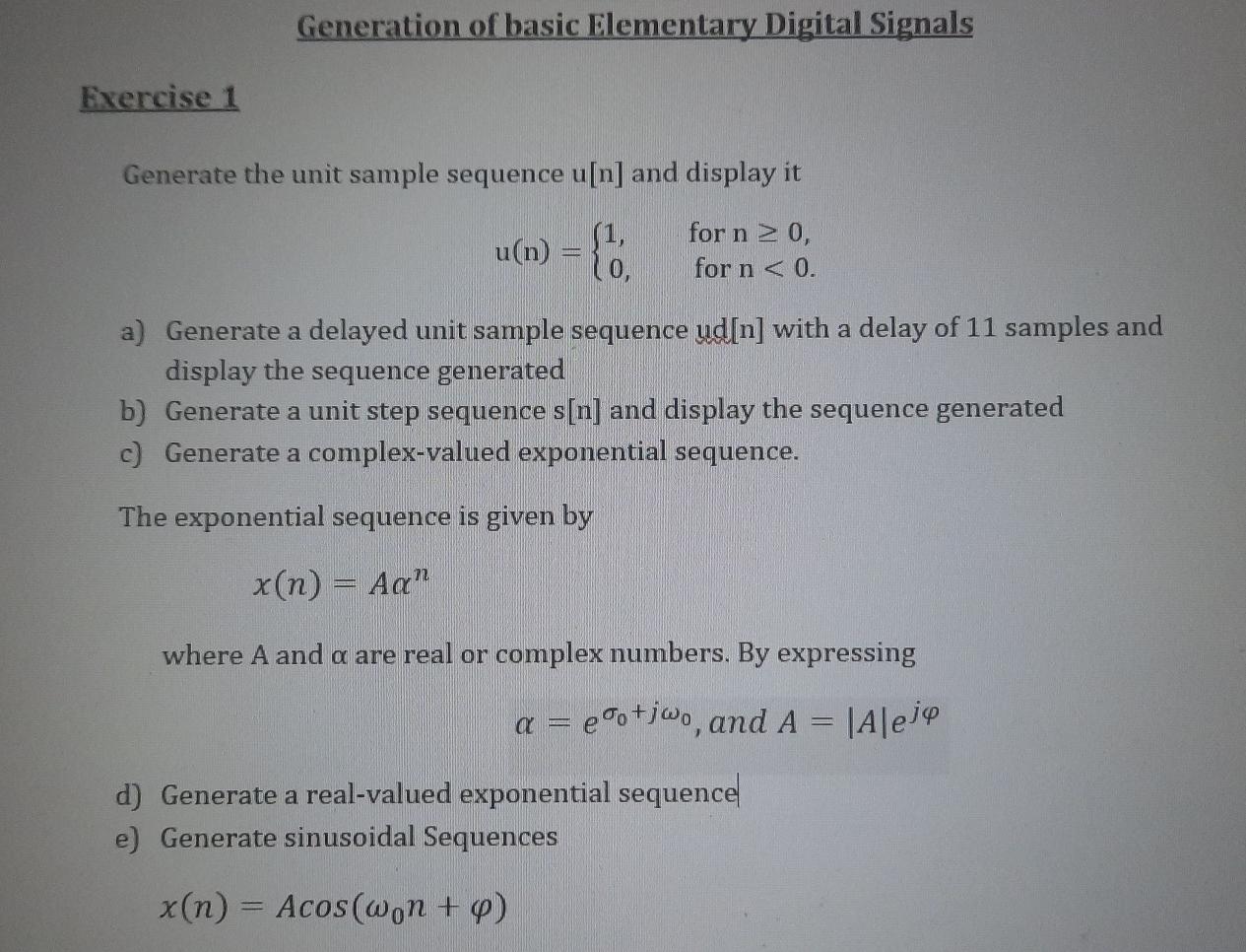 Solved Generation of basic Elementary Digital Signals | Chegg.com