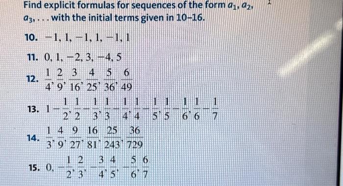 Solved Find explicit formulas for sequences of the form | Chegg.com