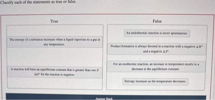 Solved Classify each of the statements as true or false. | Chegg.com