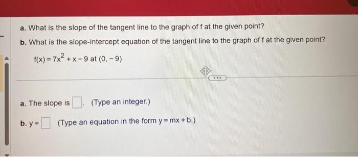 Solved a. What is the slope of the tangent line to the graph | Chegg.com