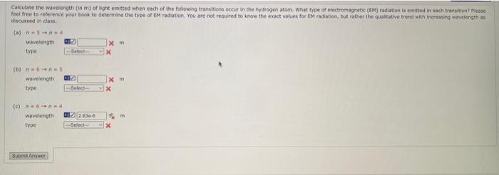 Solved Catculate the wavelength (in m ) of bight emitted | Chegg.com