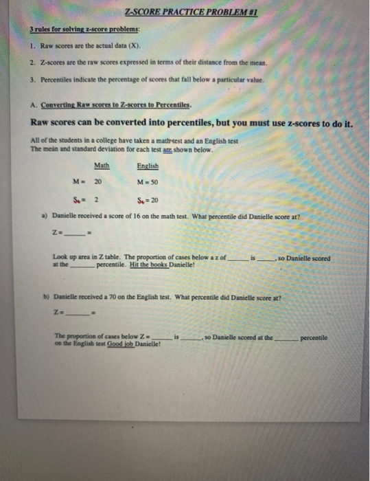 Solved Z-SCORE PRACTICE PROBLEM #1 3 rules for solving | Chegg.com