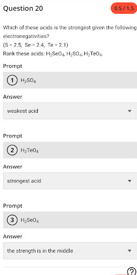 Solved Question 20Which of these acids is the strongest | Chegg.com