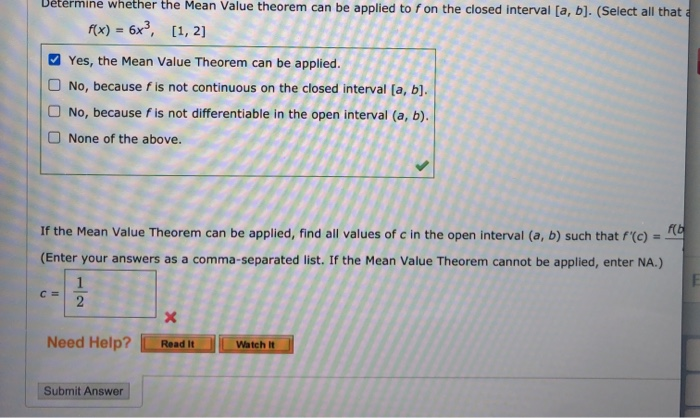 Solved Determine whether the Mean Value theorem can be | Chegg.com