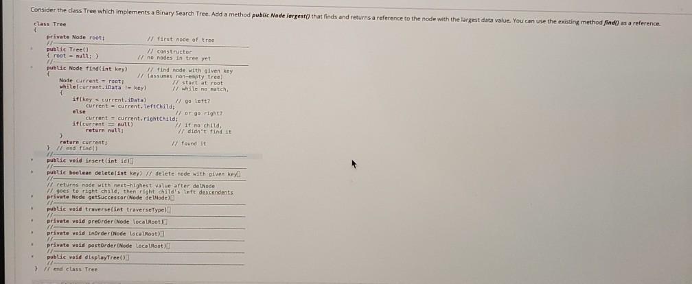 Solved Consider the class Tree which implements a Binary | Chegg.com