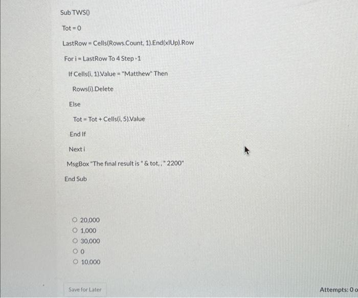 Solved The following Excel image has a VBA program (see | Chegg.com