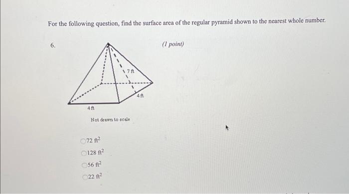 Solved For the following question, find the surface area of | Chegg.com