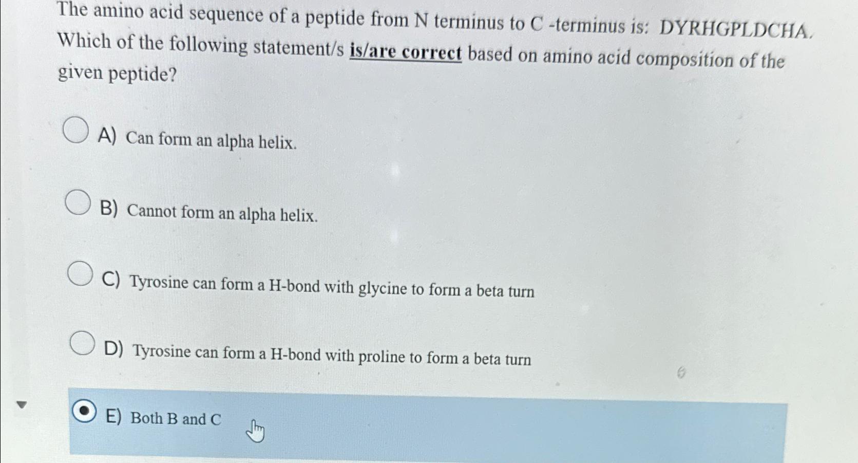 Solved The amino acid sequence of a peptide from N ﻿terminus | Chegg.com
