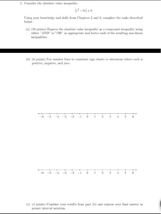 Solved 5. Consider the absolute value incquality: | Chegg.com
