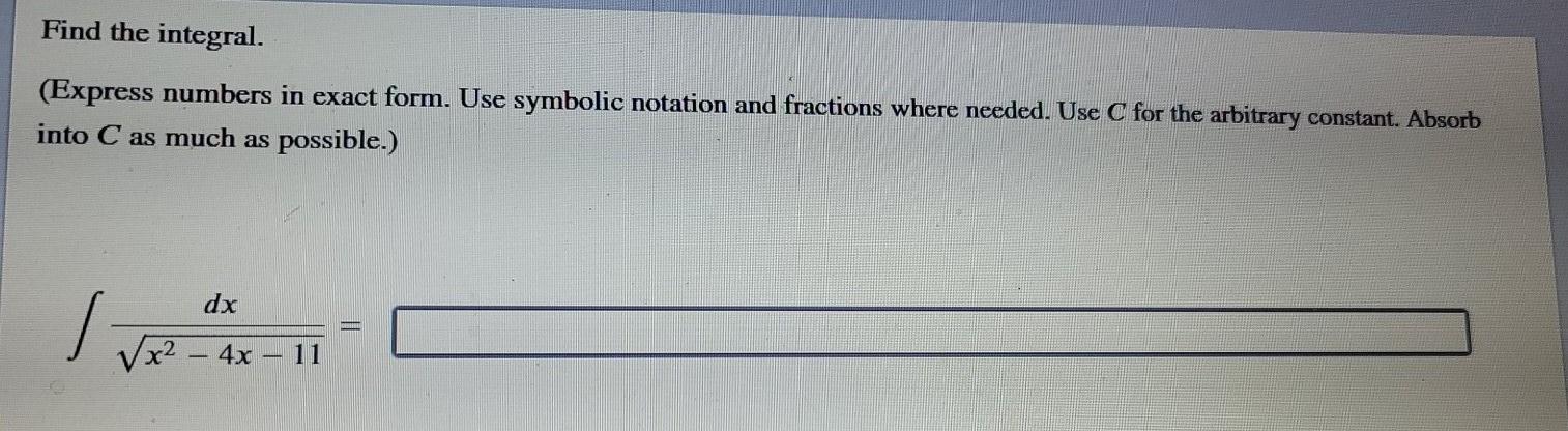 Solved Find the integral. (Express numbers in exact form. | Chegg.com