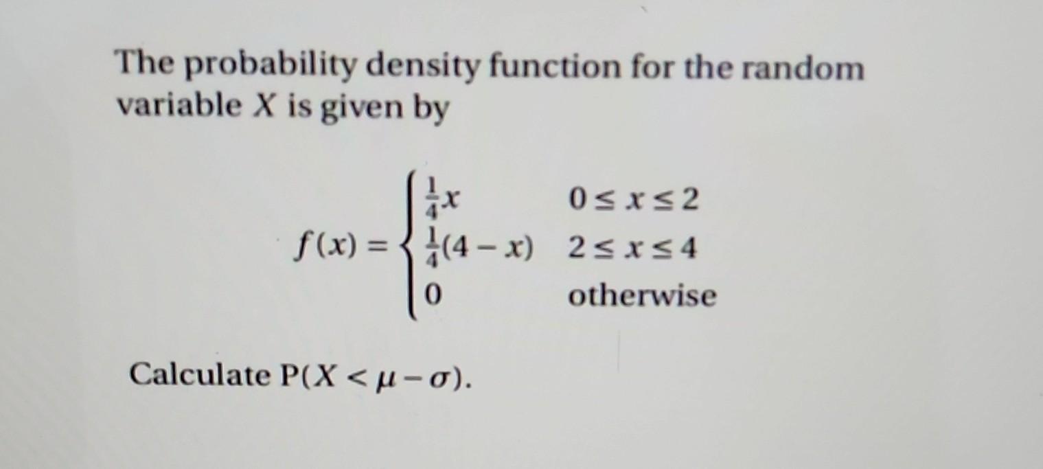 Solved The probability density function for the random | Chegg.com