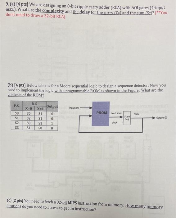 Solved 9. (a) [4 pts] We are designing an 8-bit ripple carry | Chegg.com