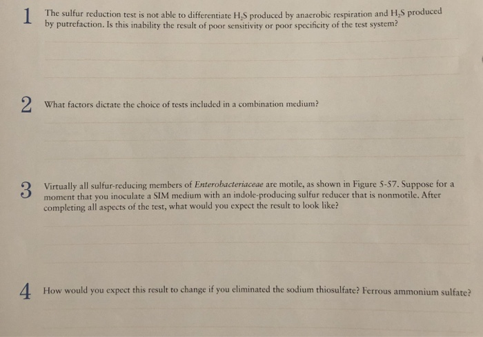 Solved The sulfur reduction test is not able to | Chegg.com
