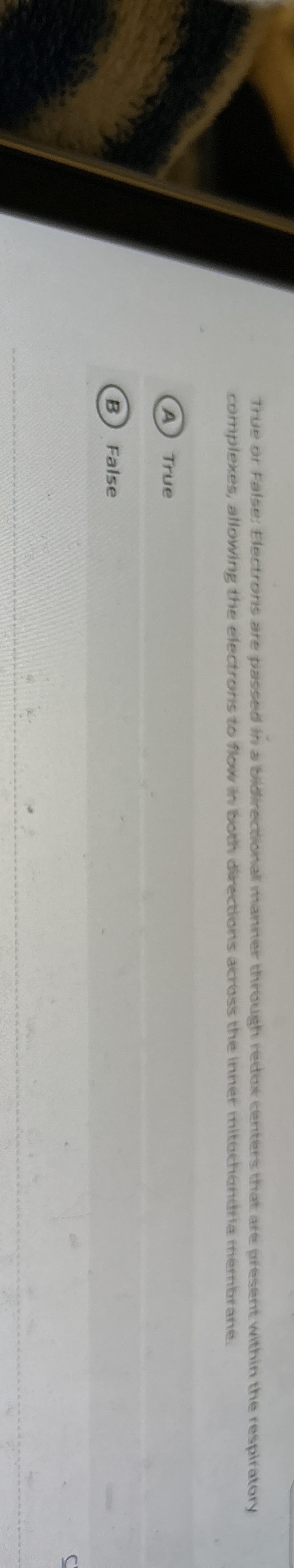 Solved True or False: Electrons are passed in a | Chegg.com